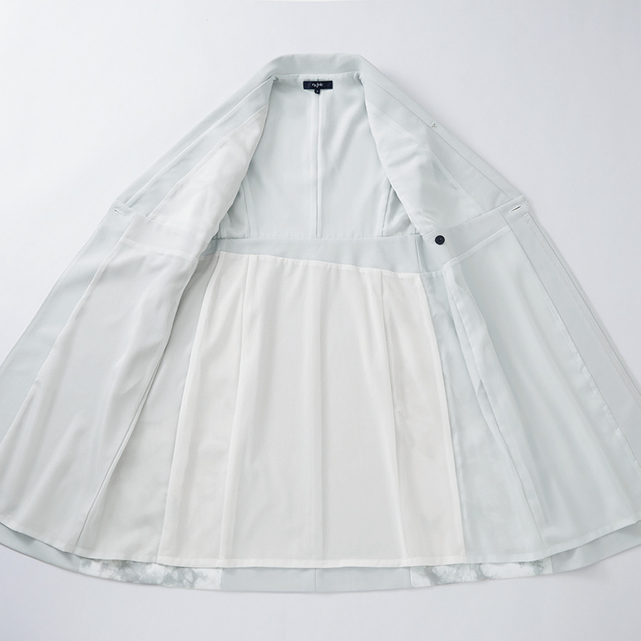 【2024年最新エステユニフォーム-enjoie/株式会社ジョア-62104-48】フェムテックワンピース（アイスグレー）【トリコットツイル&マーブルプリント】 [エステユニフォーム.com]